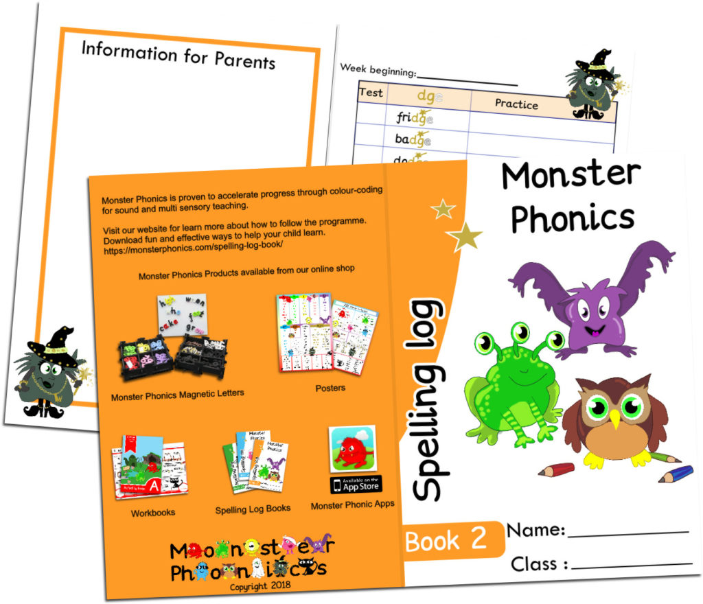 Set Of Spelling Log Books 1A, 1B, 2A And 2B | Monster Phonics