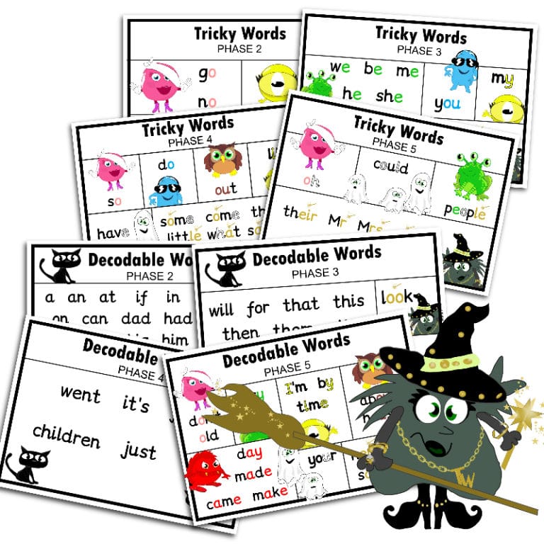 Tricky And Decodable Word Cards - 5 Sets | Monster Phonics