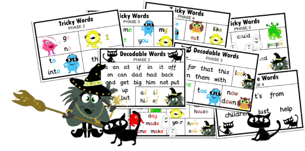 5 Sets of Letters & Sounds Tricky and Decodable Word Cards | Monster ...