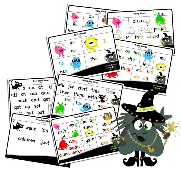Tricky And Decodable Word Cards - 5 Sets | Monster Phonics