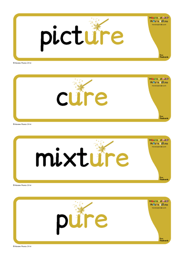 Ure Words Free Flashcards | Monster Phonics