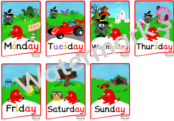Monster Days Of The Week Free Flashcards | Monster Phonics