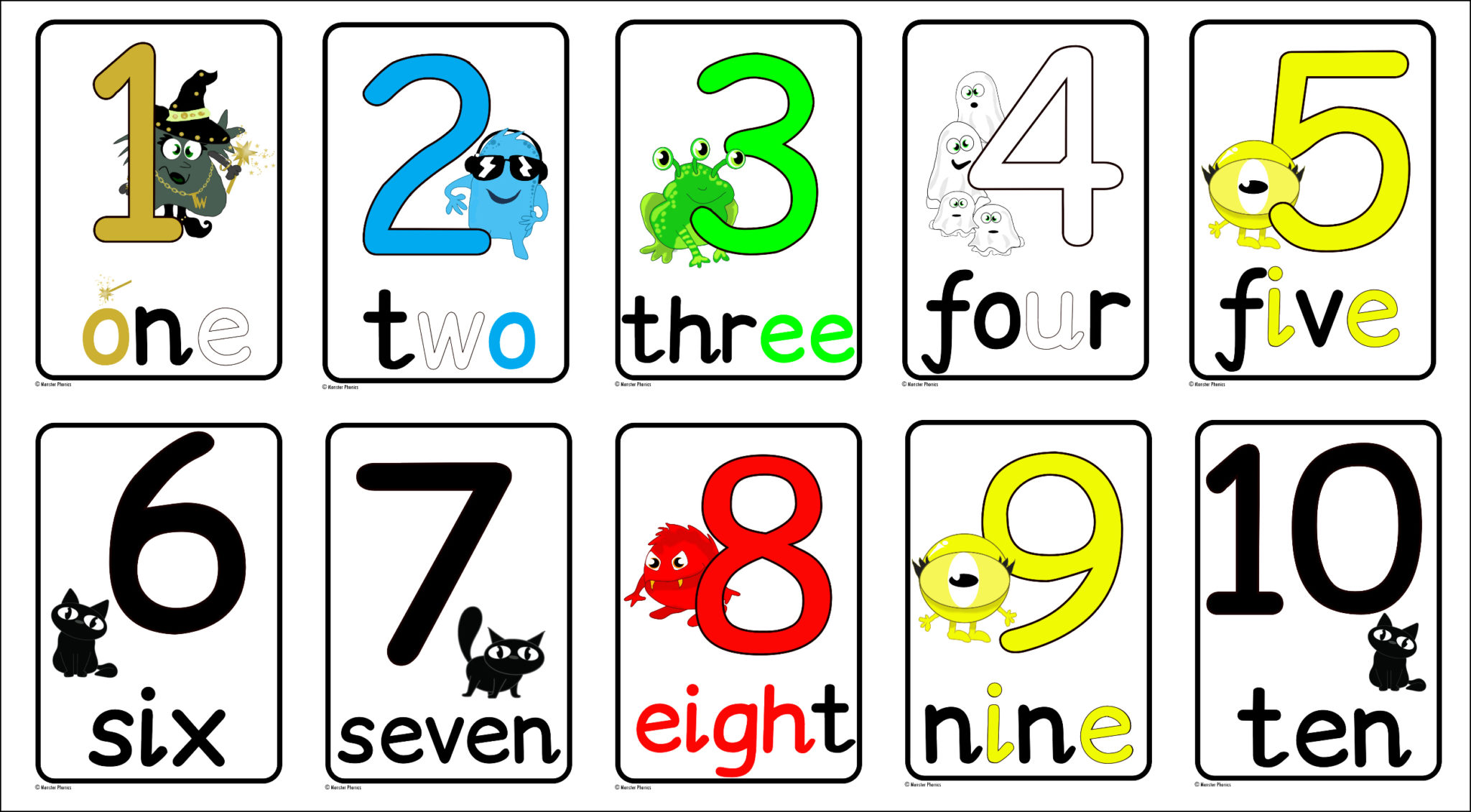 Monster Phonics Numbers Free Flashcards | Monster Phonics