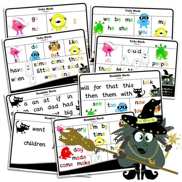 Tricky And Decodable Word Cards Free Flashcards | Monster Phonics