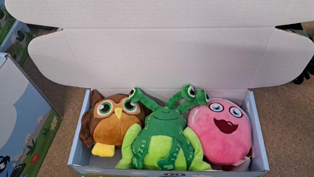 Miss Oh No, Green Froggy And Brown Owl Cuddly Toys | Monster Phonics